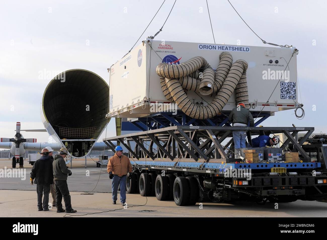 NASA's Super Guppy transport plane transports the Exploration Flight ...
