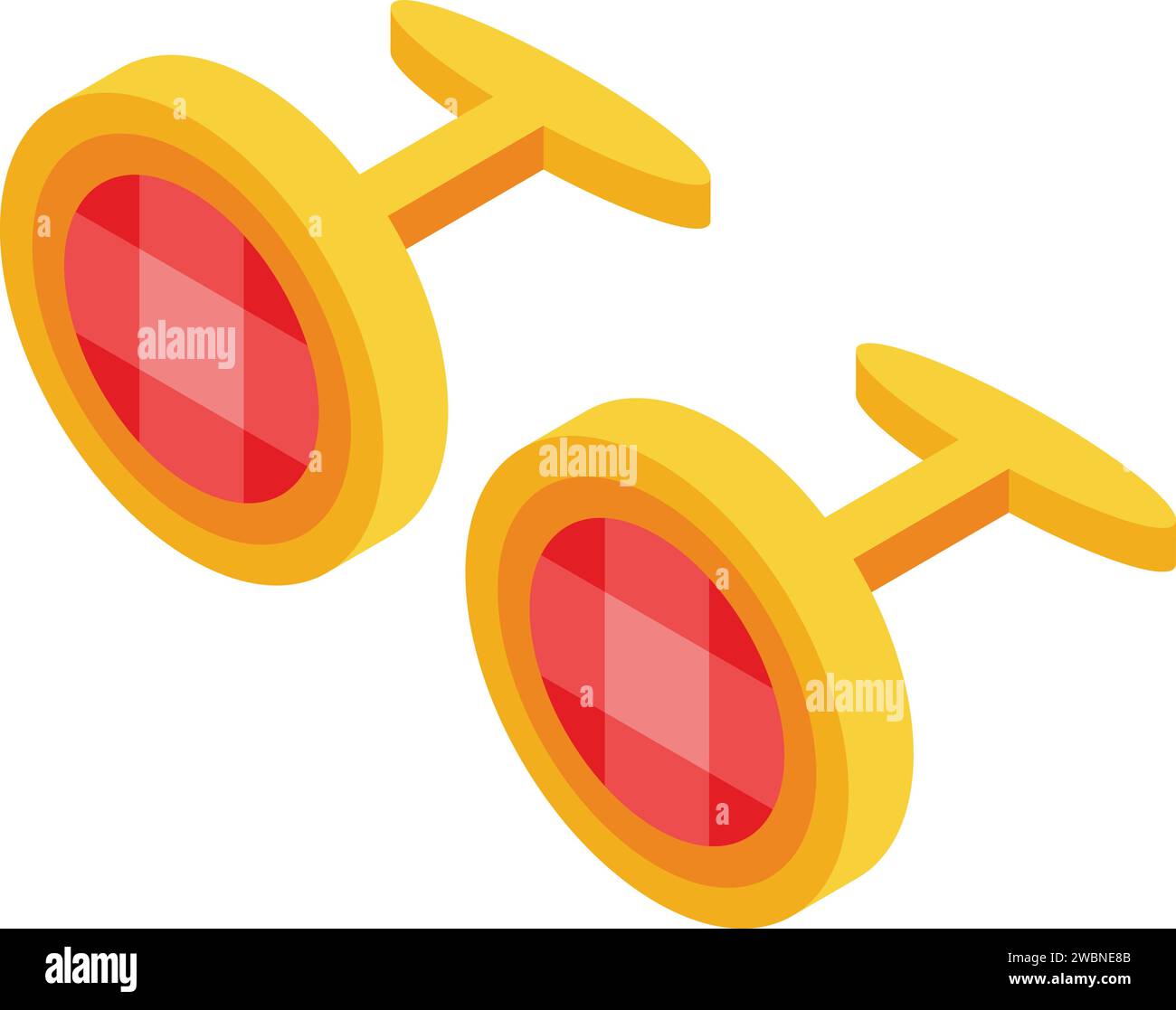 Red ruby gold cufflinks icon isometric vector. Luxury metal. Fashion ...