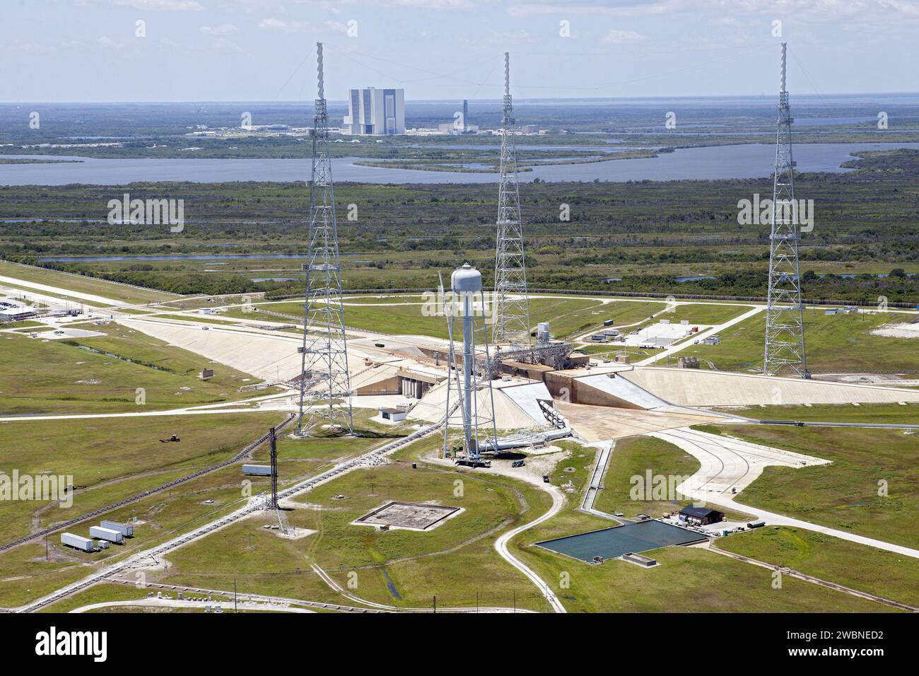 CAPE CANAVERAL, Fla. – An aerial view shows construction progress at ...