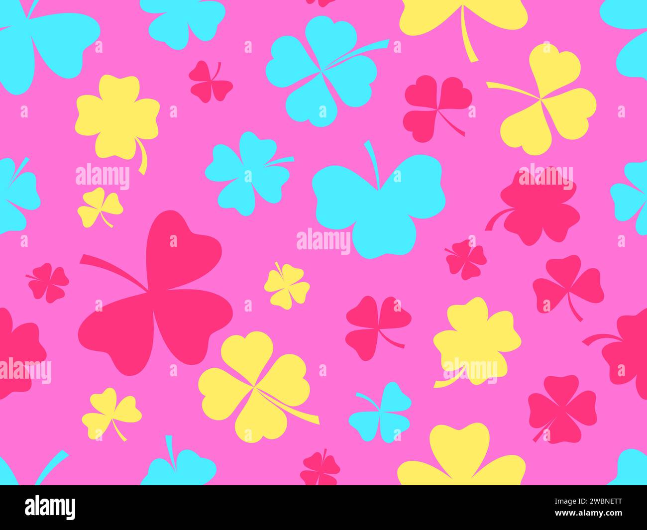 Seamless pattern with clovers for St. Patrick's Day. Multi-colored four ...
