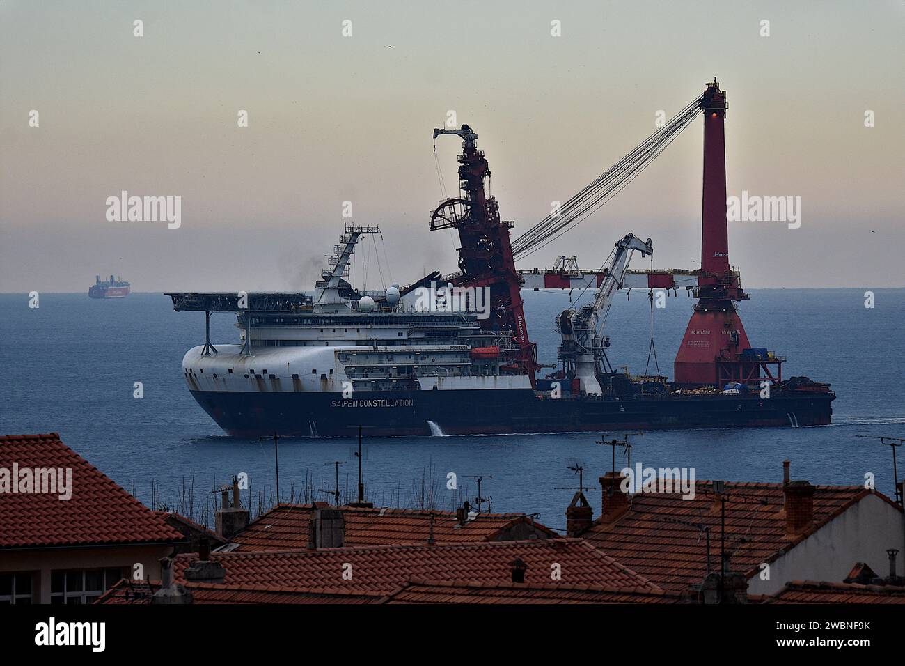 Marseille, France. 9th Jan, 2024. The Pipelay Crane Vessel (PCV) Saipem ...