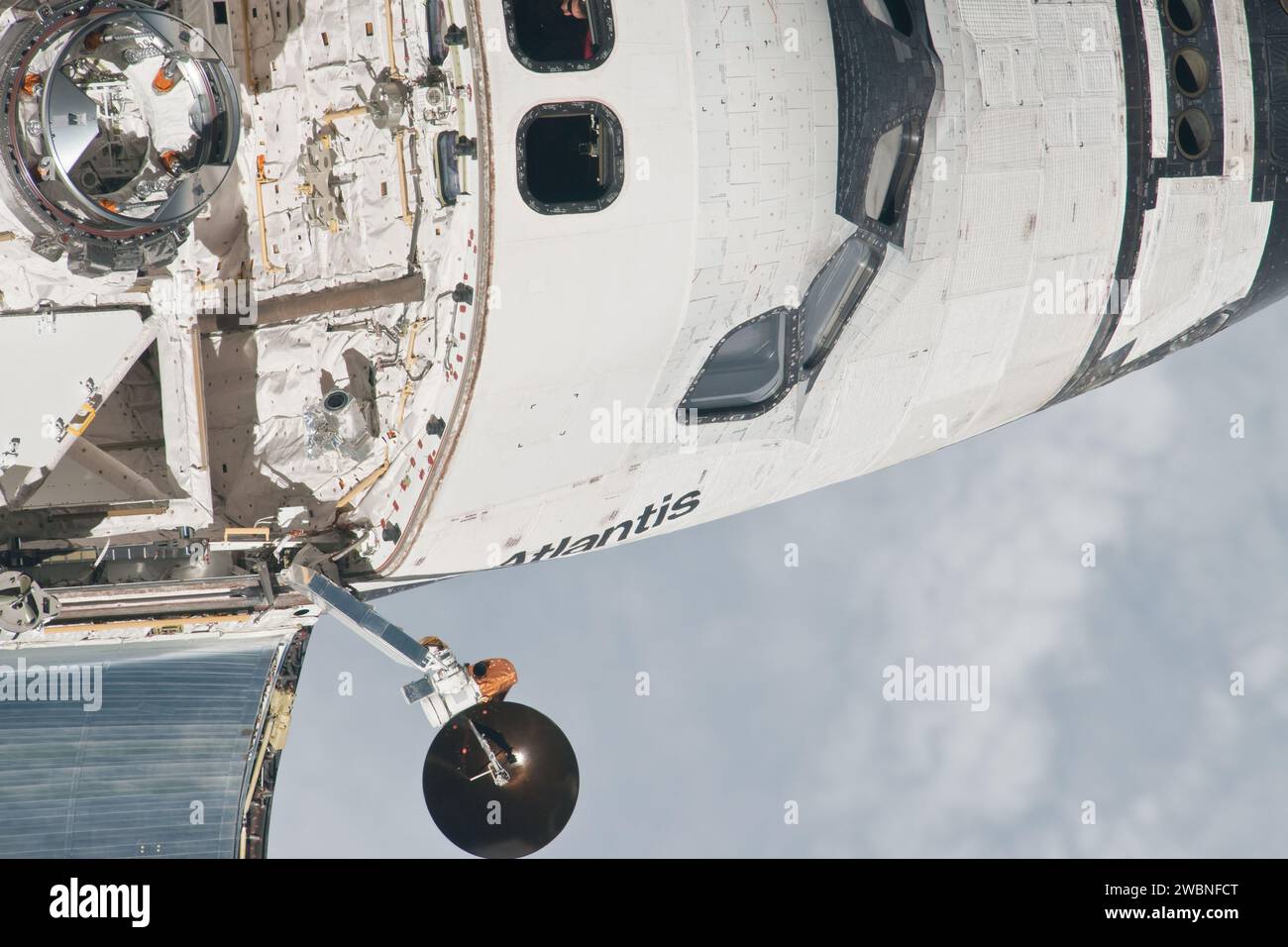 Space shuttle Atlantis was photographed from the ISS in Earth orbit ...
