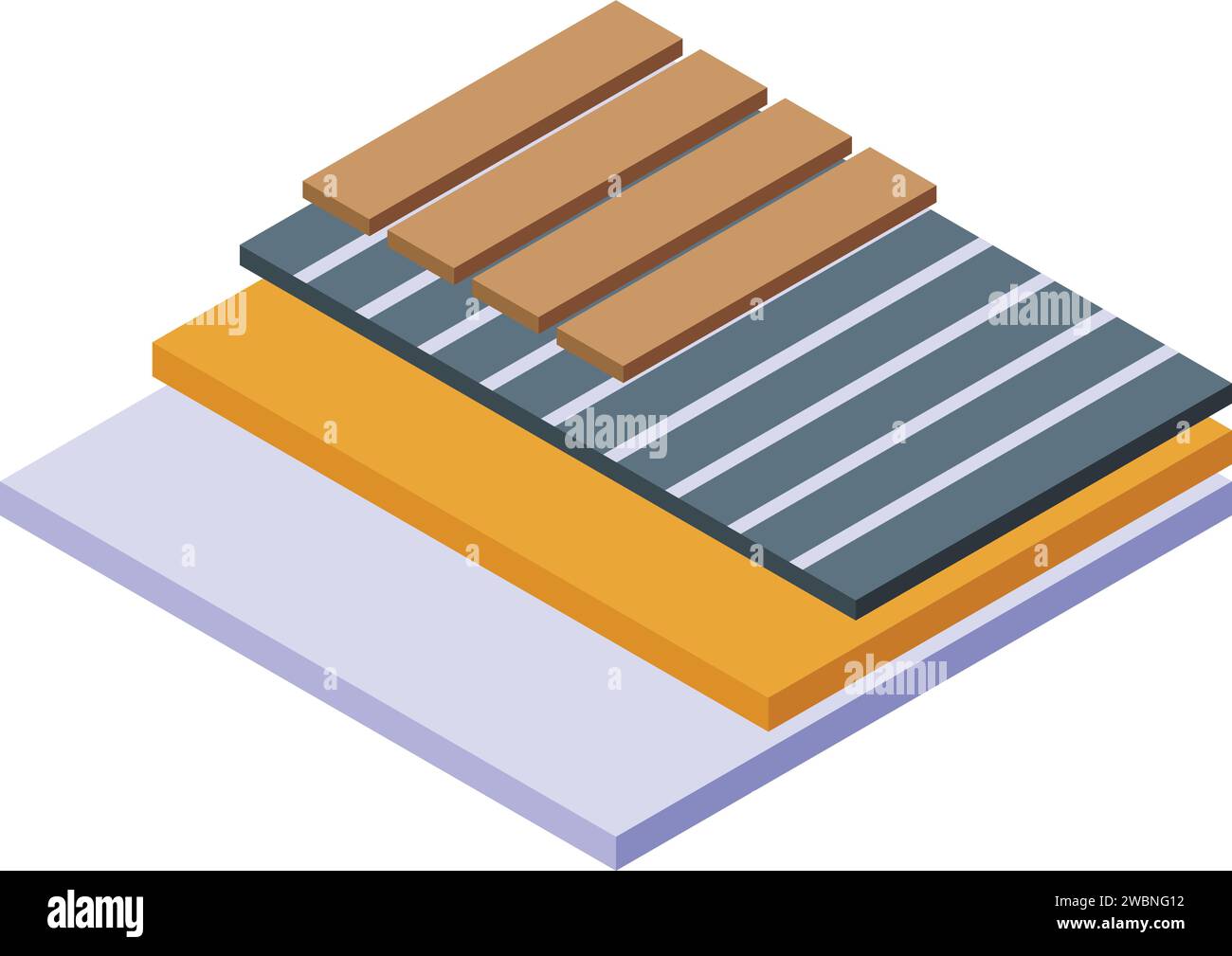 Warm floor wood tiles icon isometric vector. Radiant temperature. Home ...