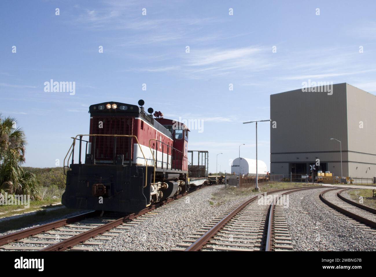 CAPE CANAVERAL, Fla. – Secured inside a railway car, a nozzle exit cone ...