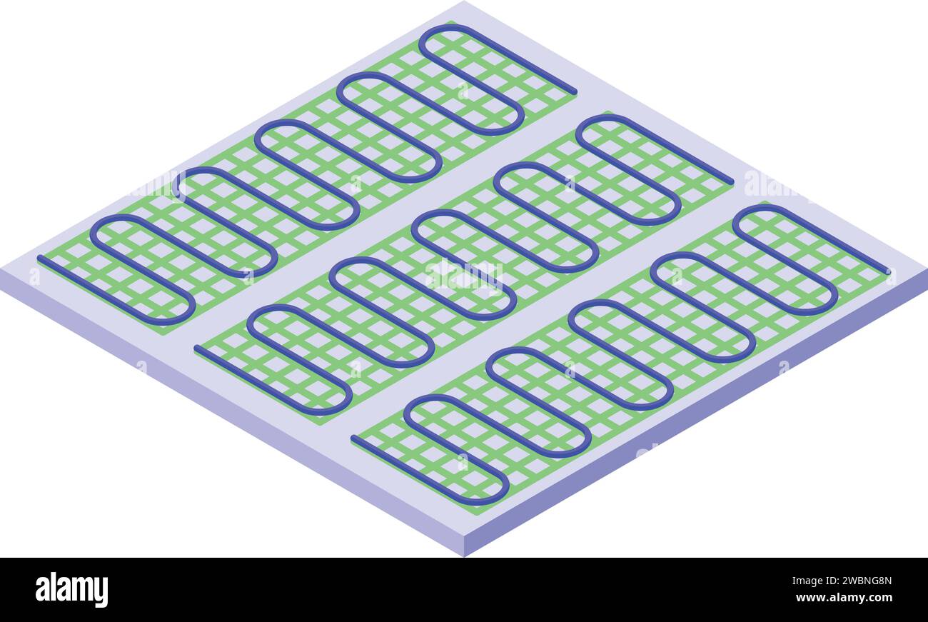 New thermal floor icon isometric vector. Tile layer. Cooling basement ...