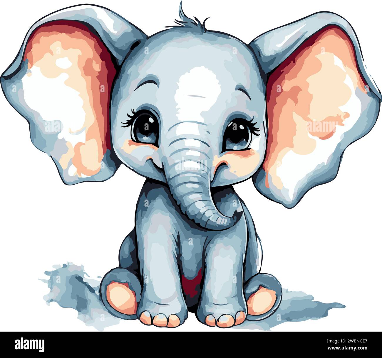 Smiling Elephant Clipart Fp