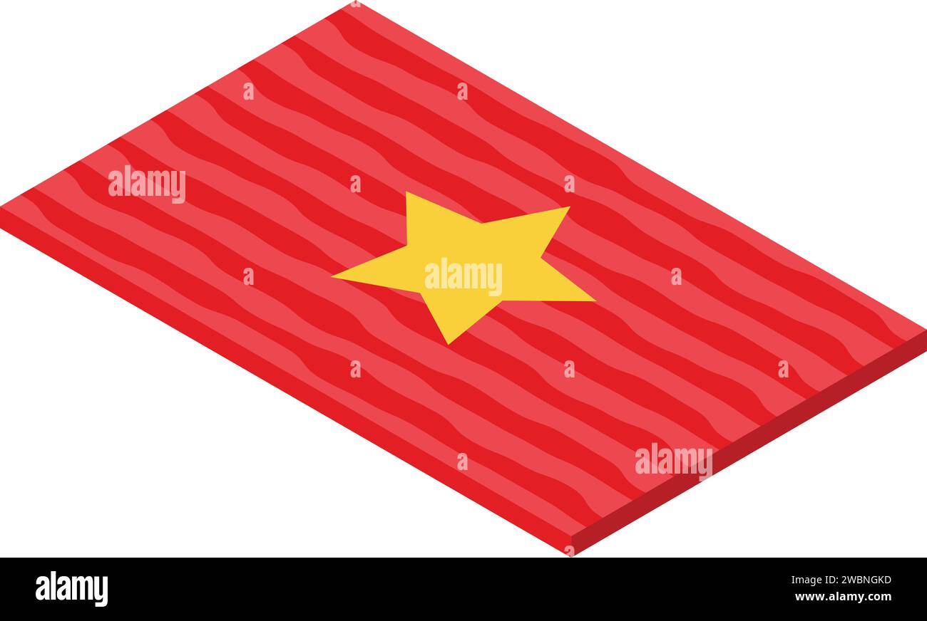 Red color gold star door mat icon isometric vector. Entry clean home ...