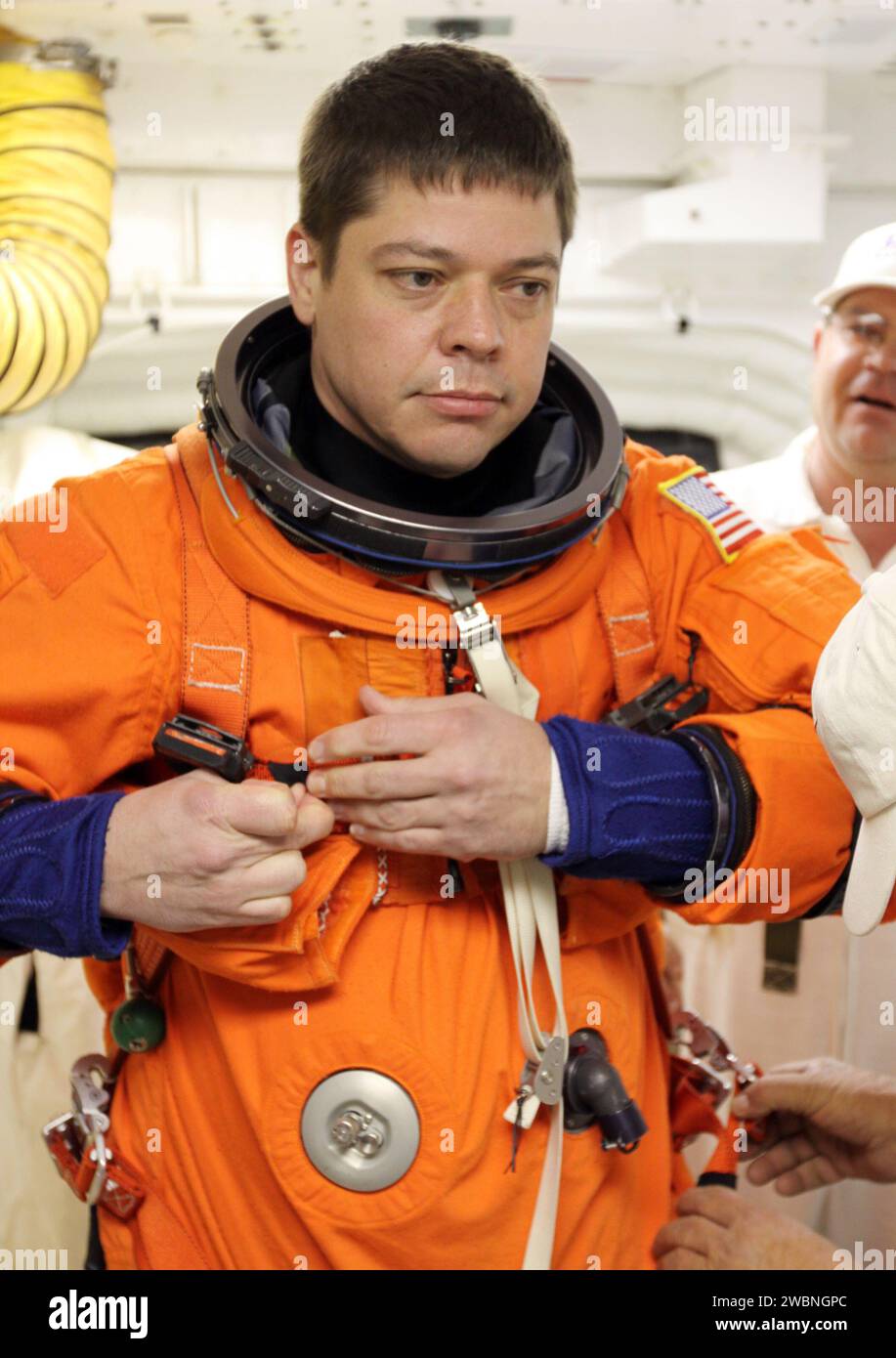 CAPE CANAVERAL, Fla. - In the White Room at Launch Pad 39A at NASA's Kennedy Space Center in ...