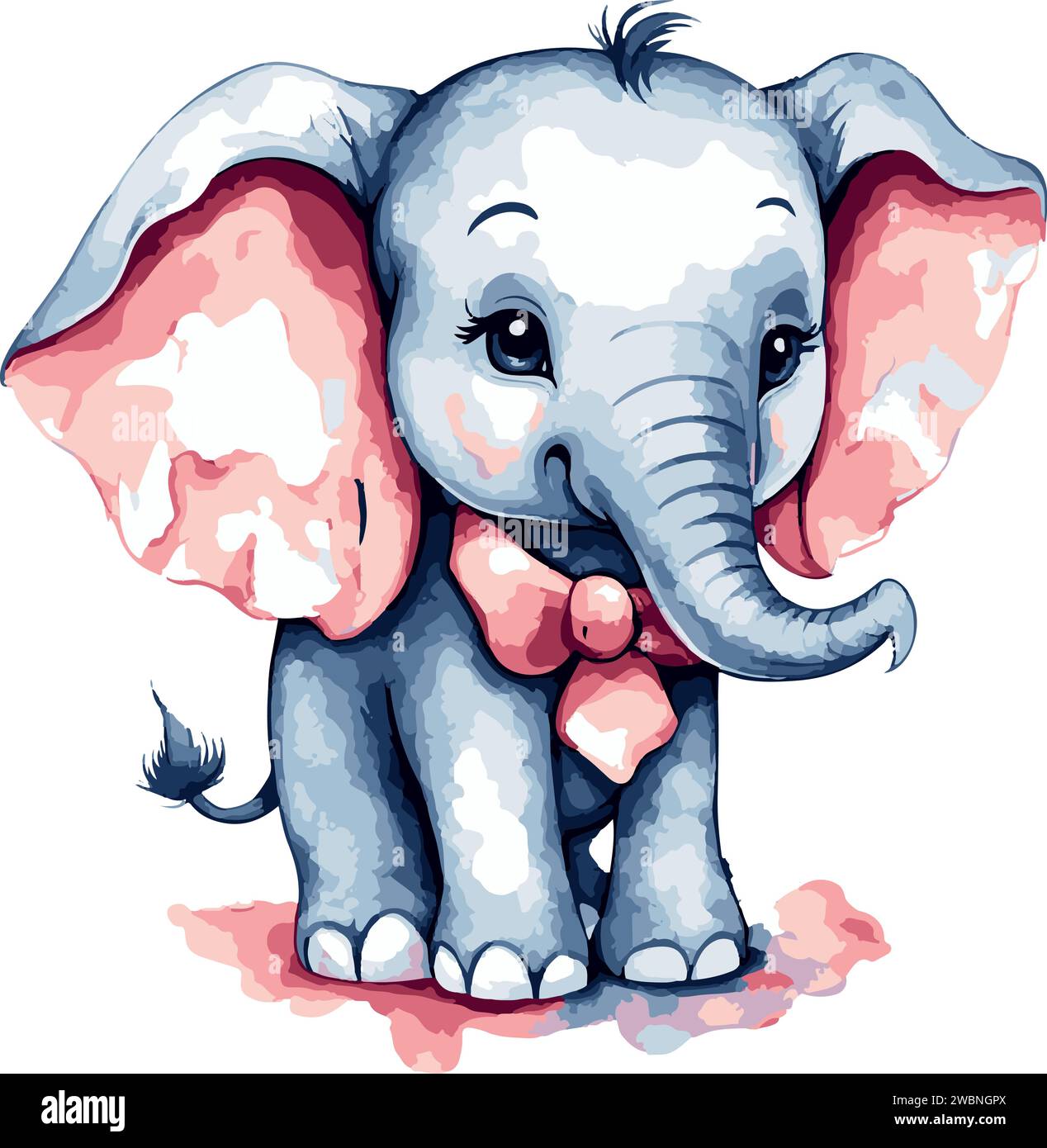 Fantastical lovely watercolor baby elephant vector art Stock Vector ...