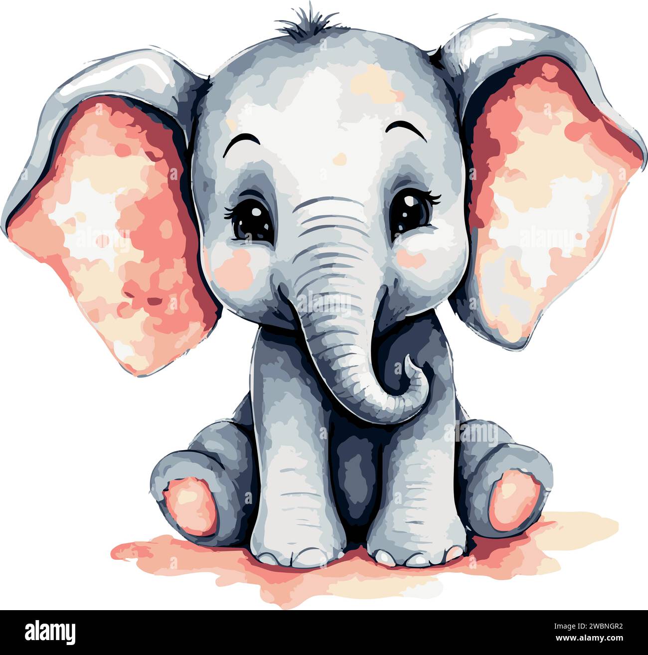 Awesome lovely watercolor baby elephant vector art Stock Vector Image ...