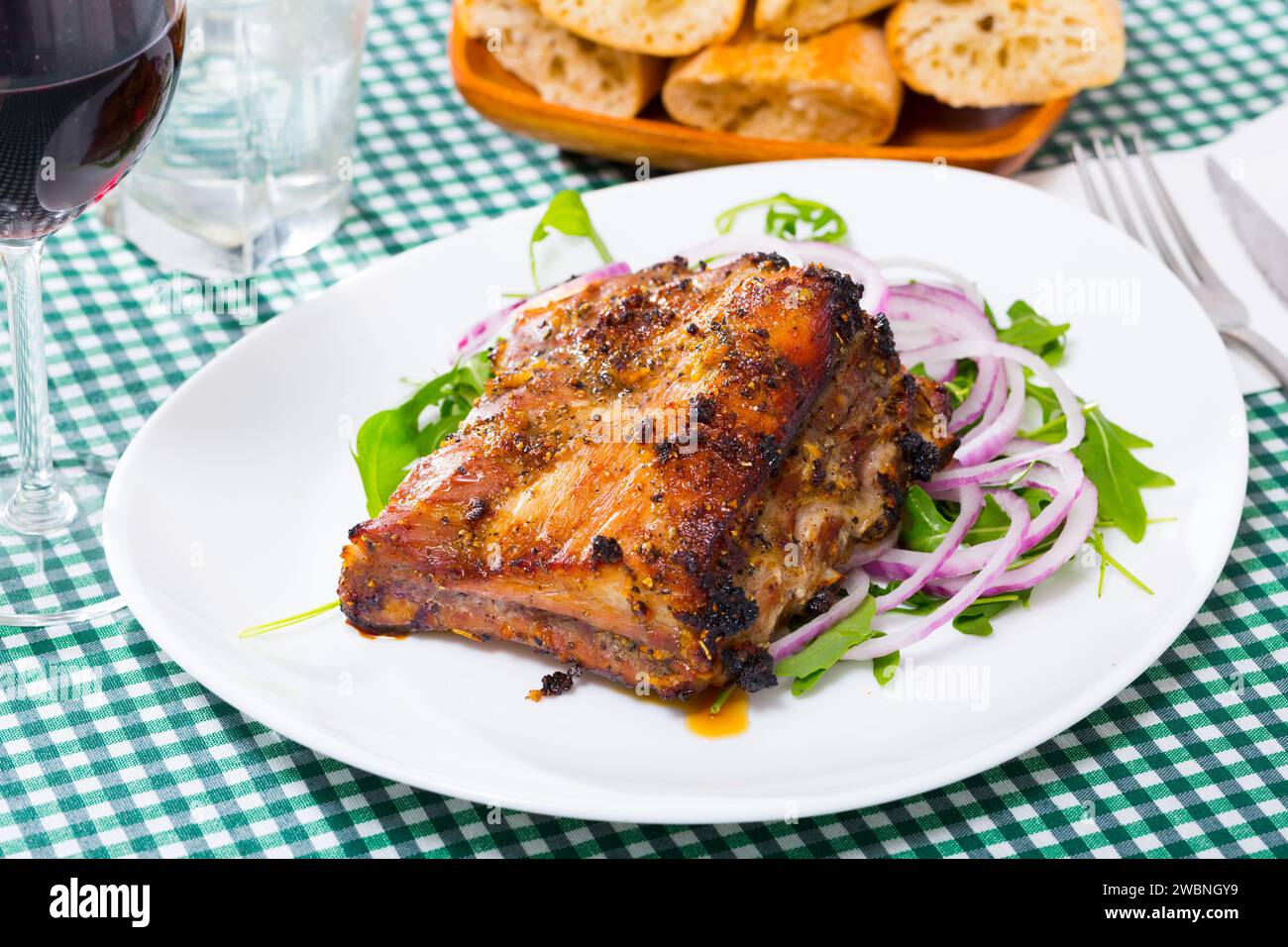 Roasted rack of pork Stock Photo - Alamy