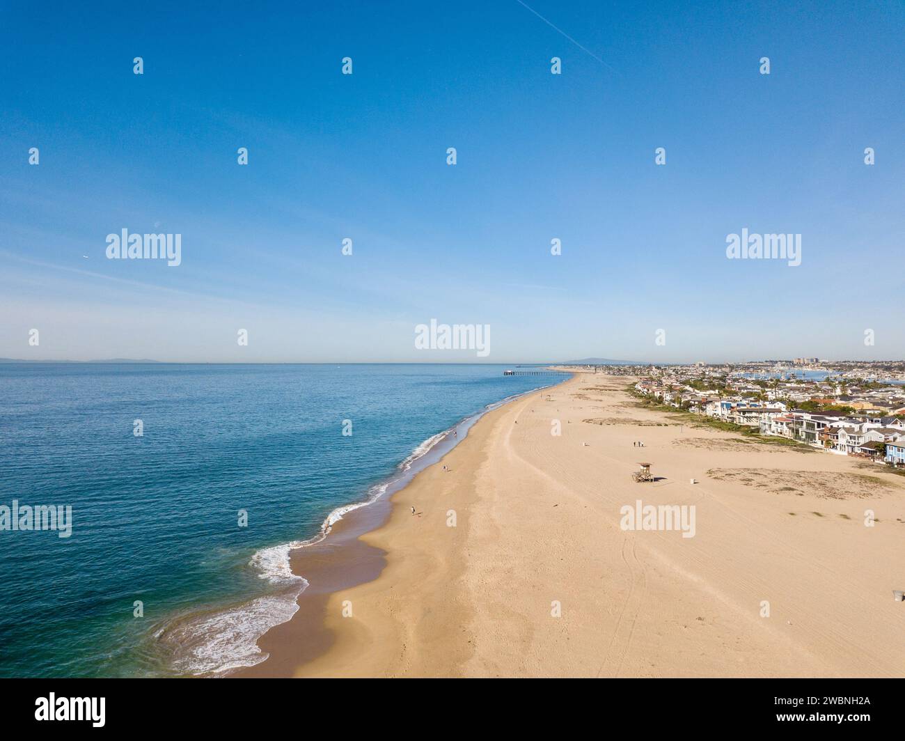 Aerial landscape view of Newport Beach, California homes, buildings and ...