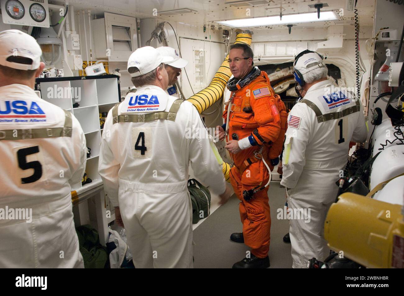 STS-130 LAUNCH L-0 WHITE ROOM ACTIVITIES Stock Photo - Alamy