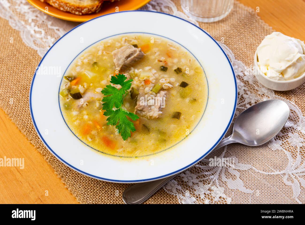 Rassolnik - Traditional Russian soup with pickled cucmbers Stock Photo ...