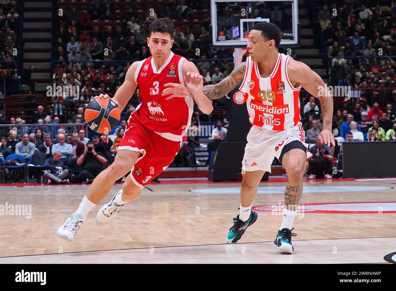 Milan, Italy. 11th Jan, 2024. A4 & Yago Dos Santos (Crvena Zvezda ...