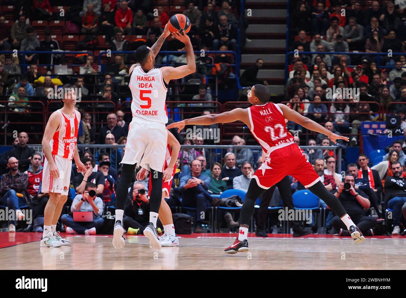 Milan, Italy. 11th Jan, 2024. Adam Hanga (Crvena Zvezda Belgrade ...