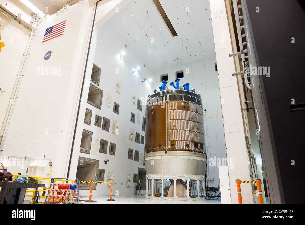 Engineers and technicians moved the Orion service module test article ...