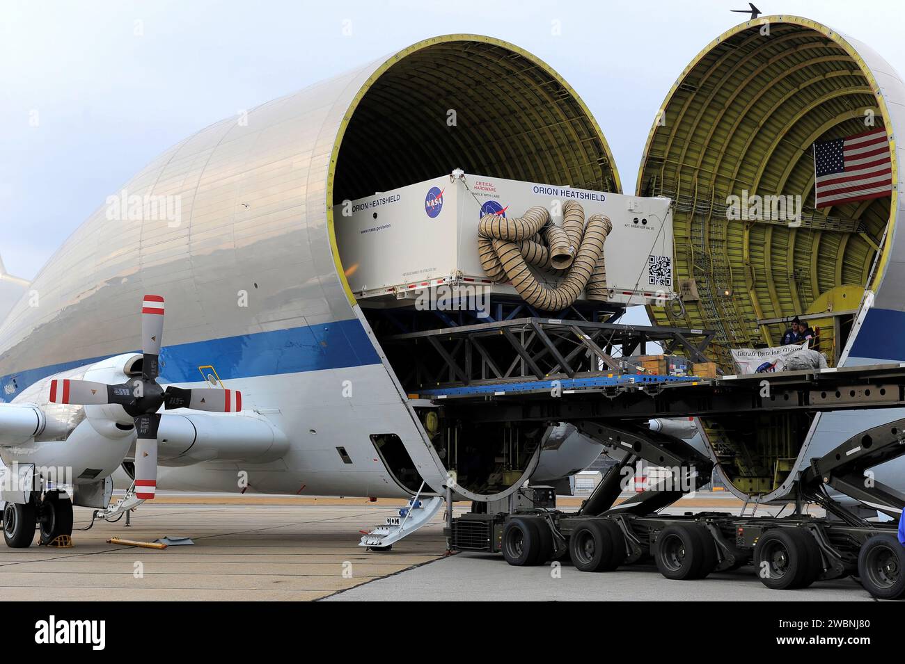 NASA's Super Guppy transport plane transports the Exploration Flight ...