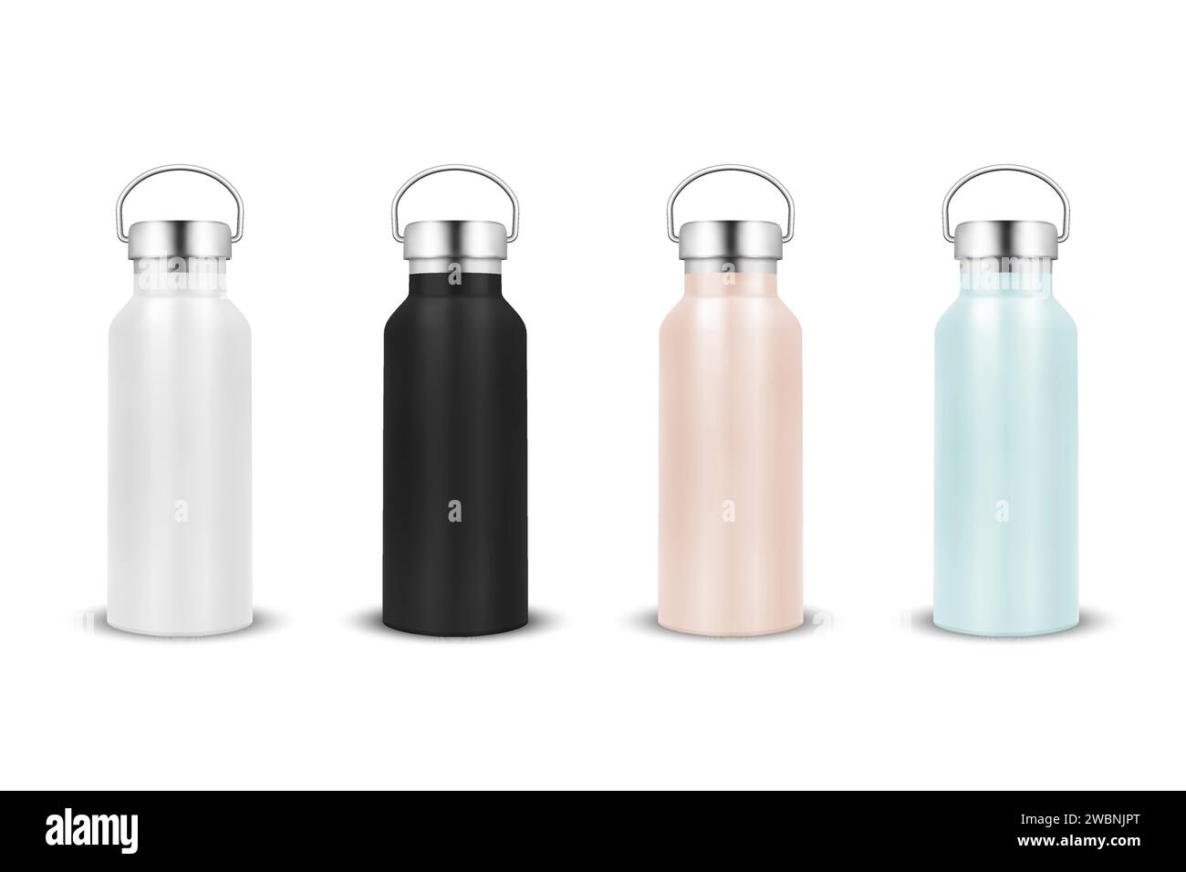 Vector Realistic 3d White, Black, Pink and Blue Blank Glossy Metal ...