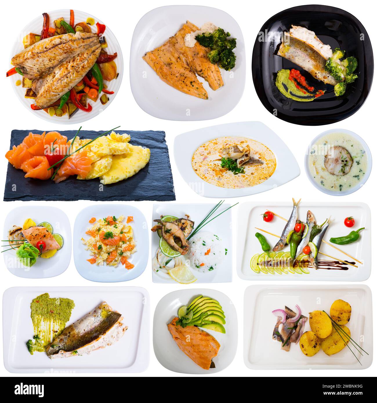 Set of various fish dishes Stock Photo - Alamy