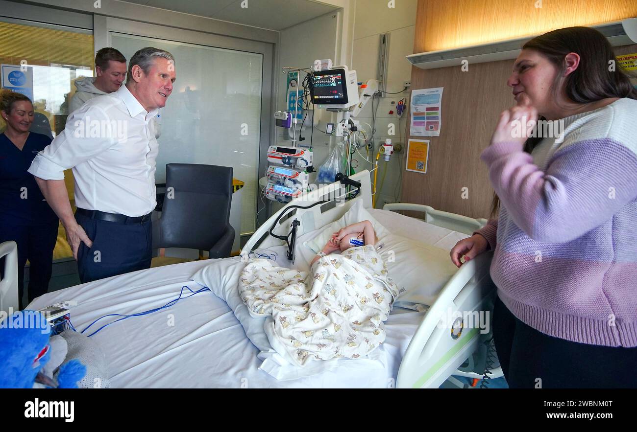 Labour Party leader Sir Keir Starmer (3rd left) meets Jack and Rio with ...