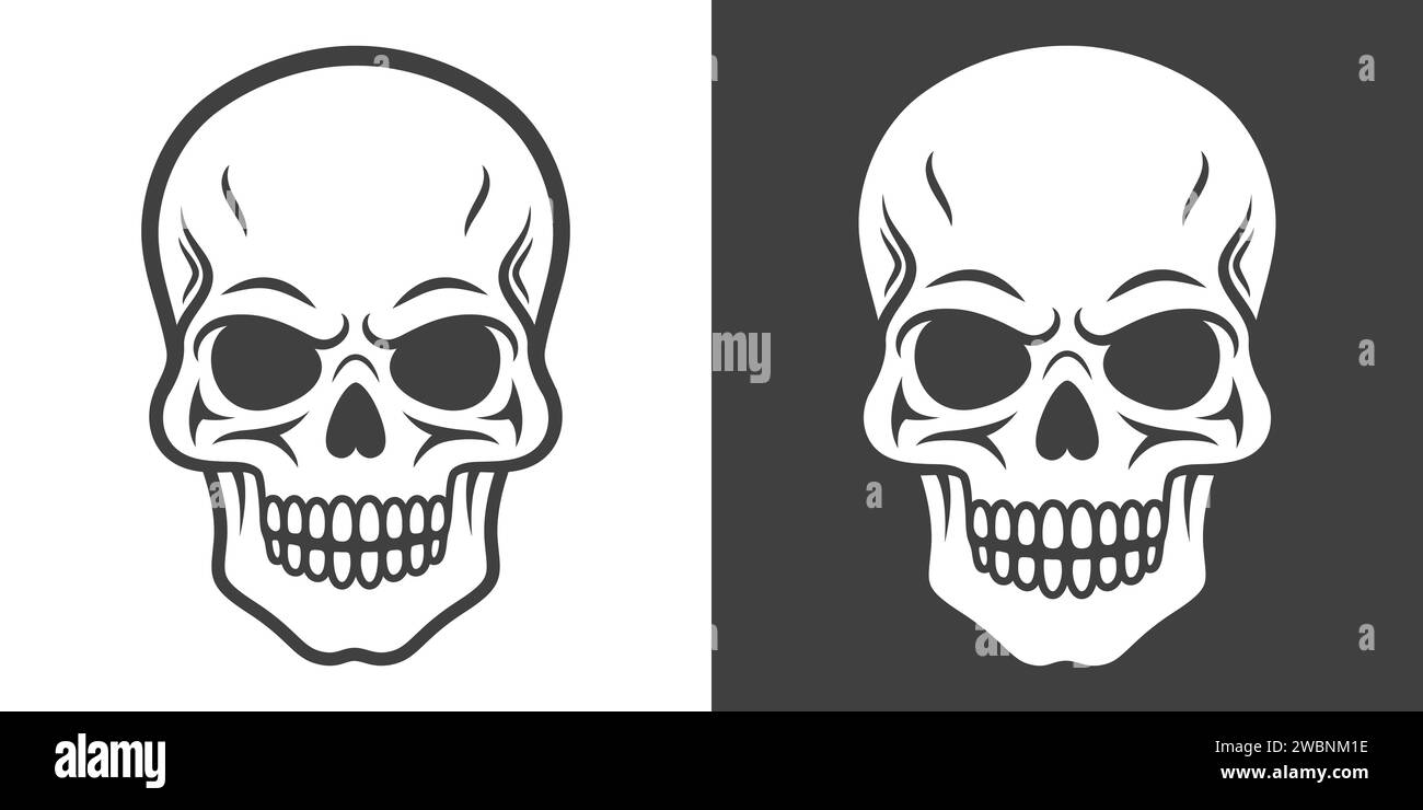 Vector Black and White Skull Icon Set Closeup Isolated. Skulls ...