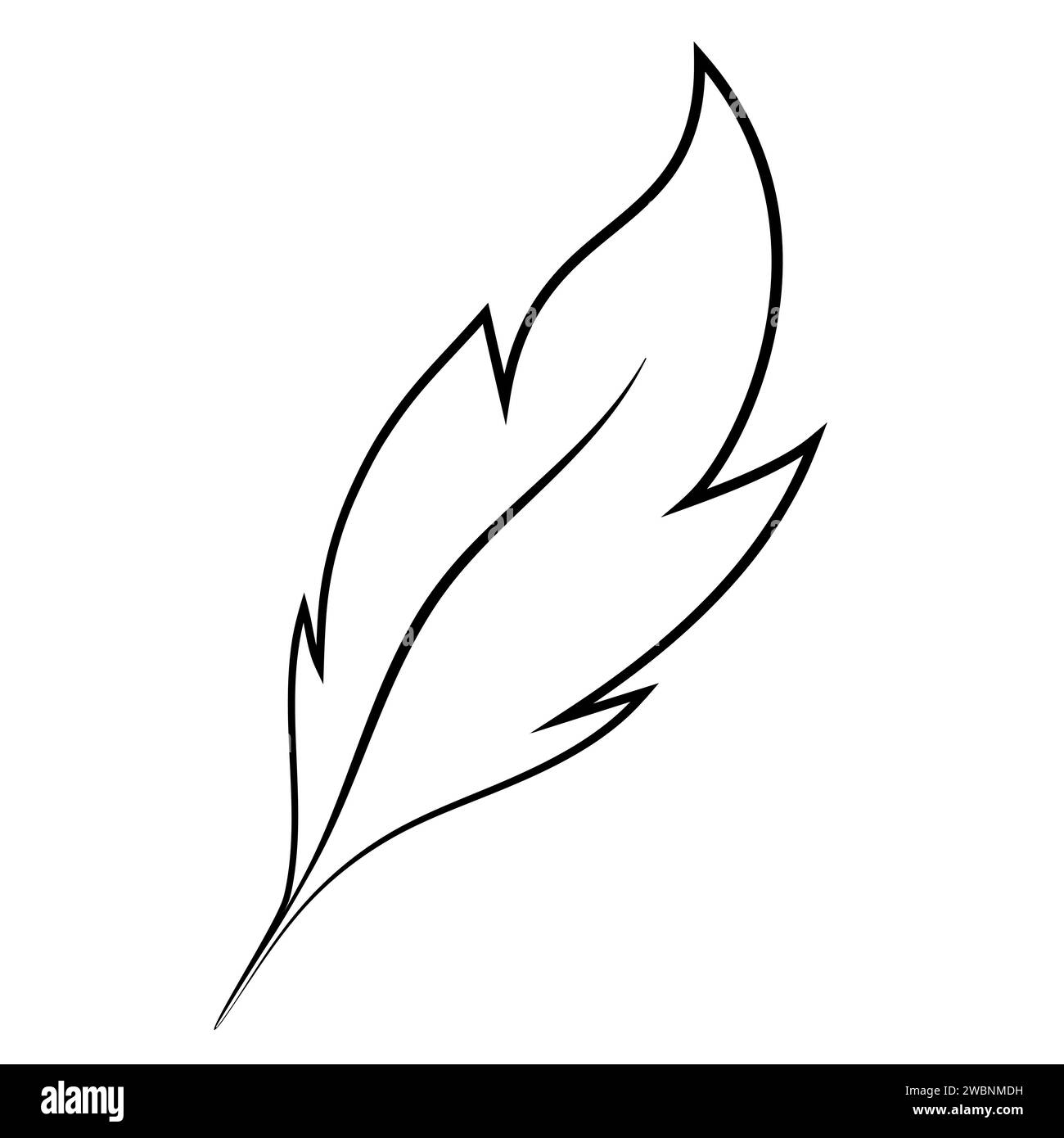 Feather black icon. Linear feather symbol on white background Stock ...