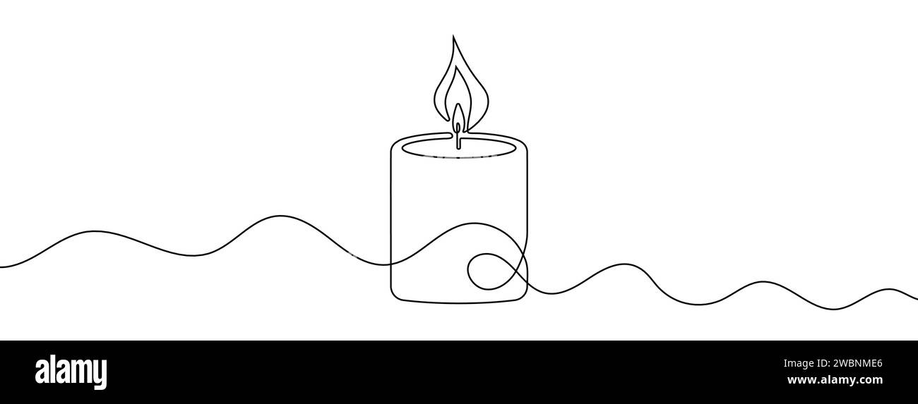 Continuous editable line drawing of candle. Candle icon in one line ...