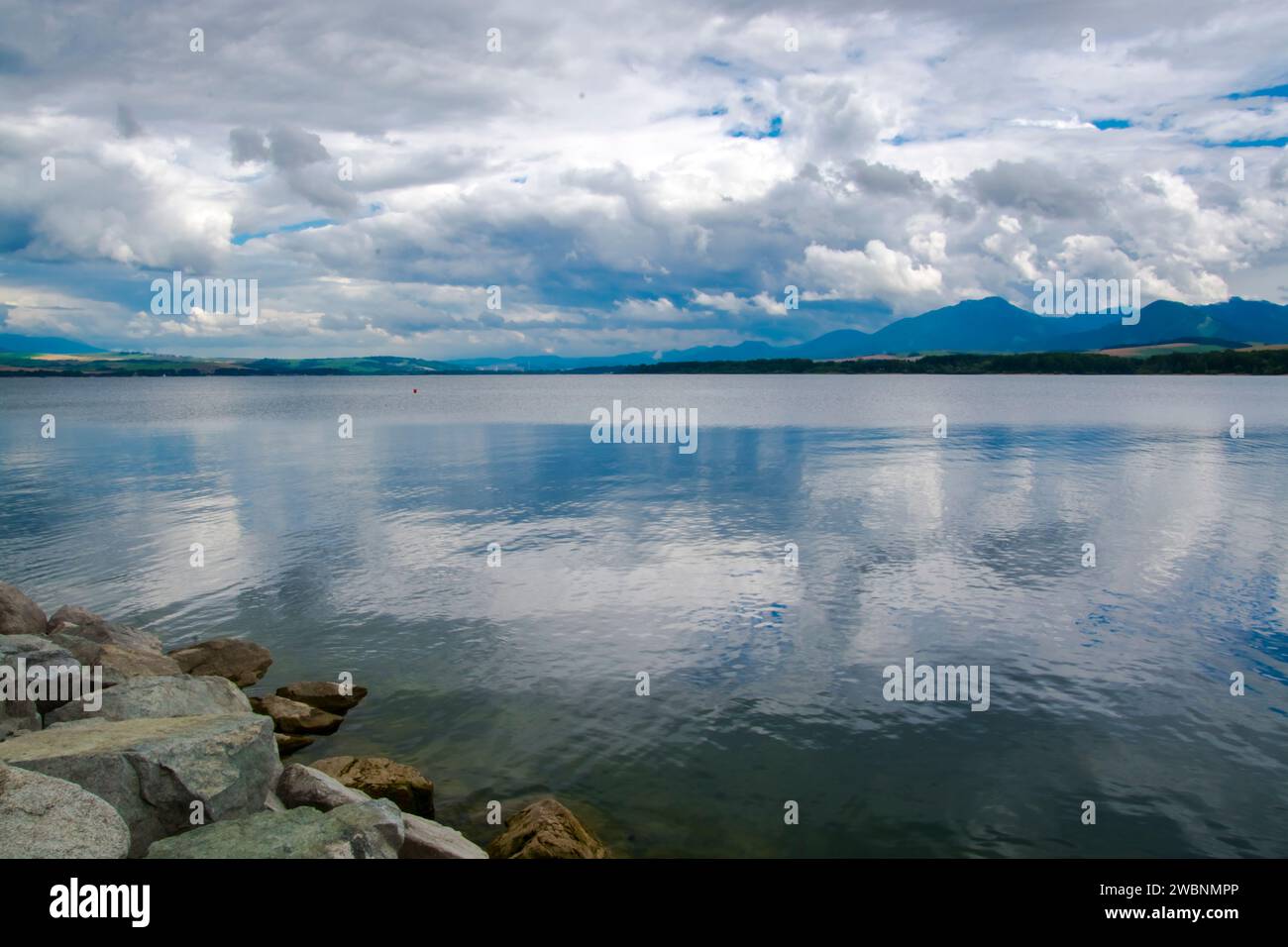 Rocky beach of Liptovska Mara - Lake of Liptovsky Mikulas in the Tatra ...