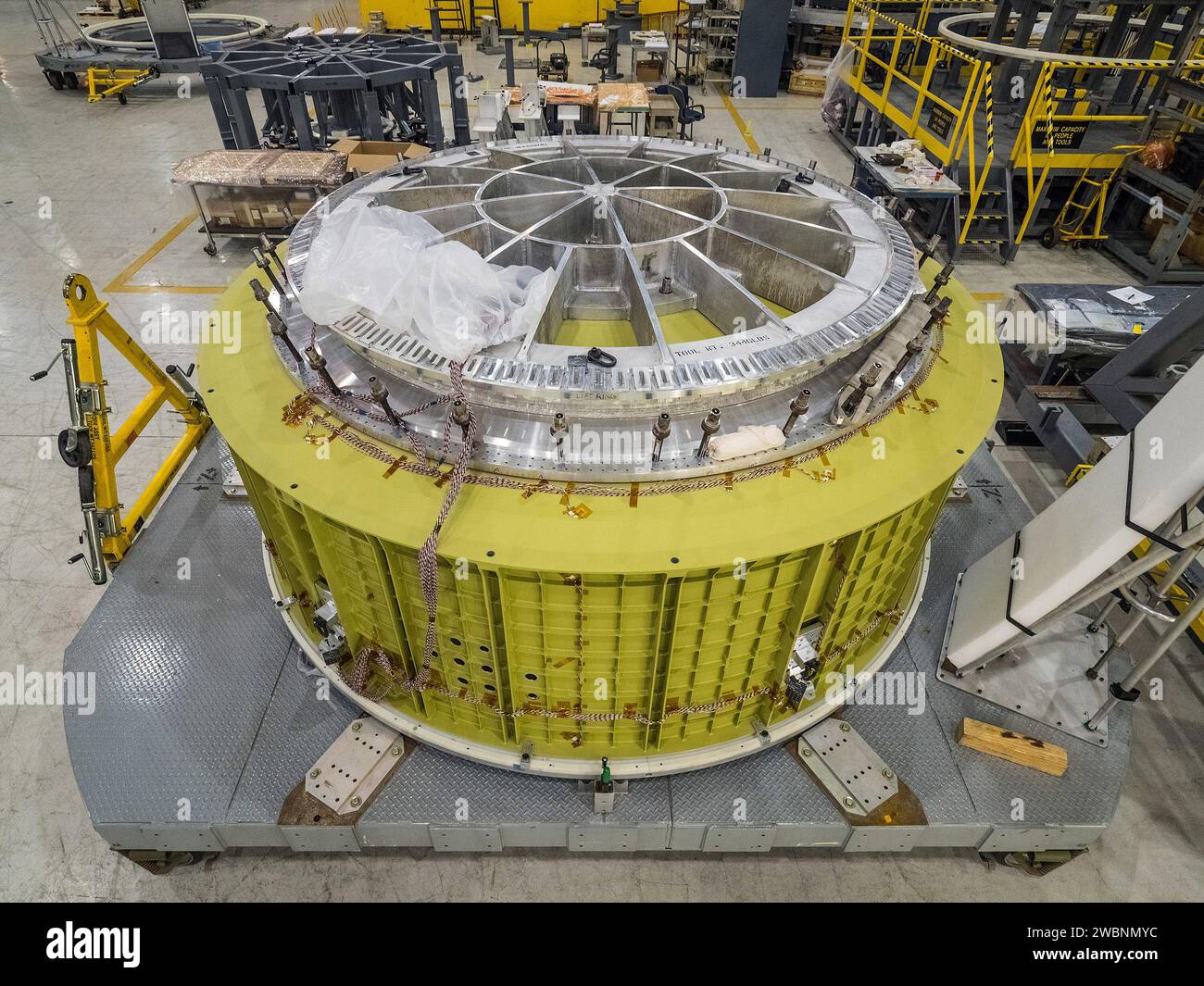 The completed barrel and aft bulkhead of the Orion Artemis I pressure ...