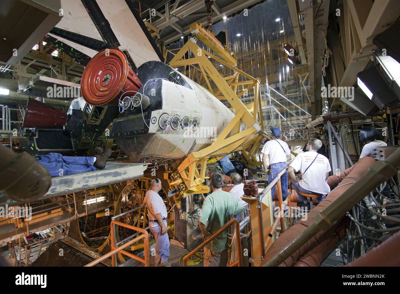 CAPE CANAVERAL, Fla. – Inside Orbiter Processing Facility-3 at Kennedy Space Center in Florida ...