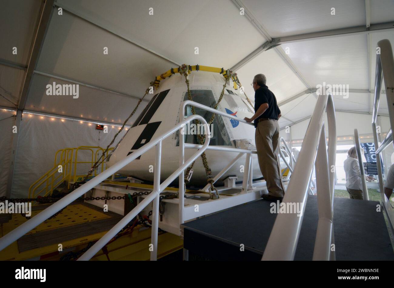 The Orion crew module flown on NASA’s Pad Abort-1 (PA-1) flight test is ...