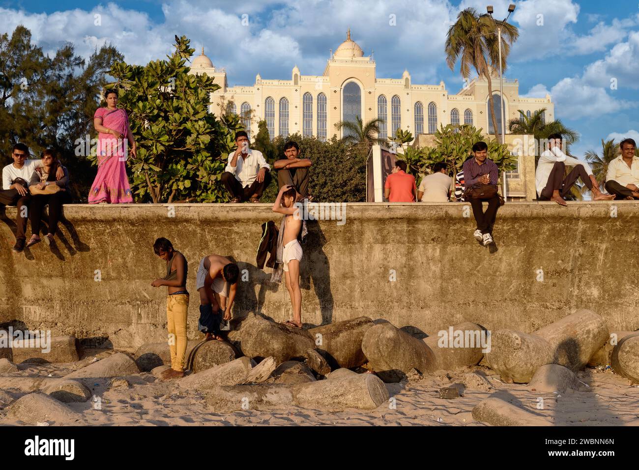 The Mughal-style Saifee Hospital towers in the background, while in the ...