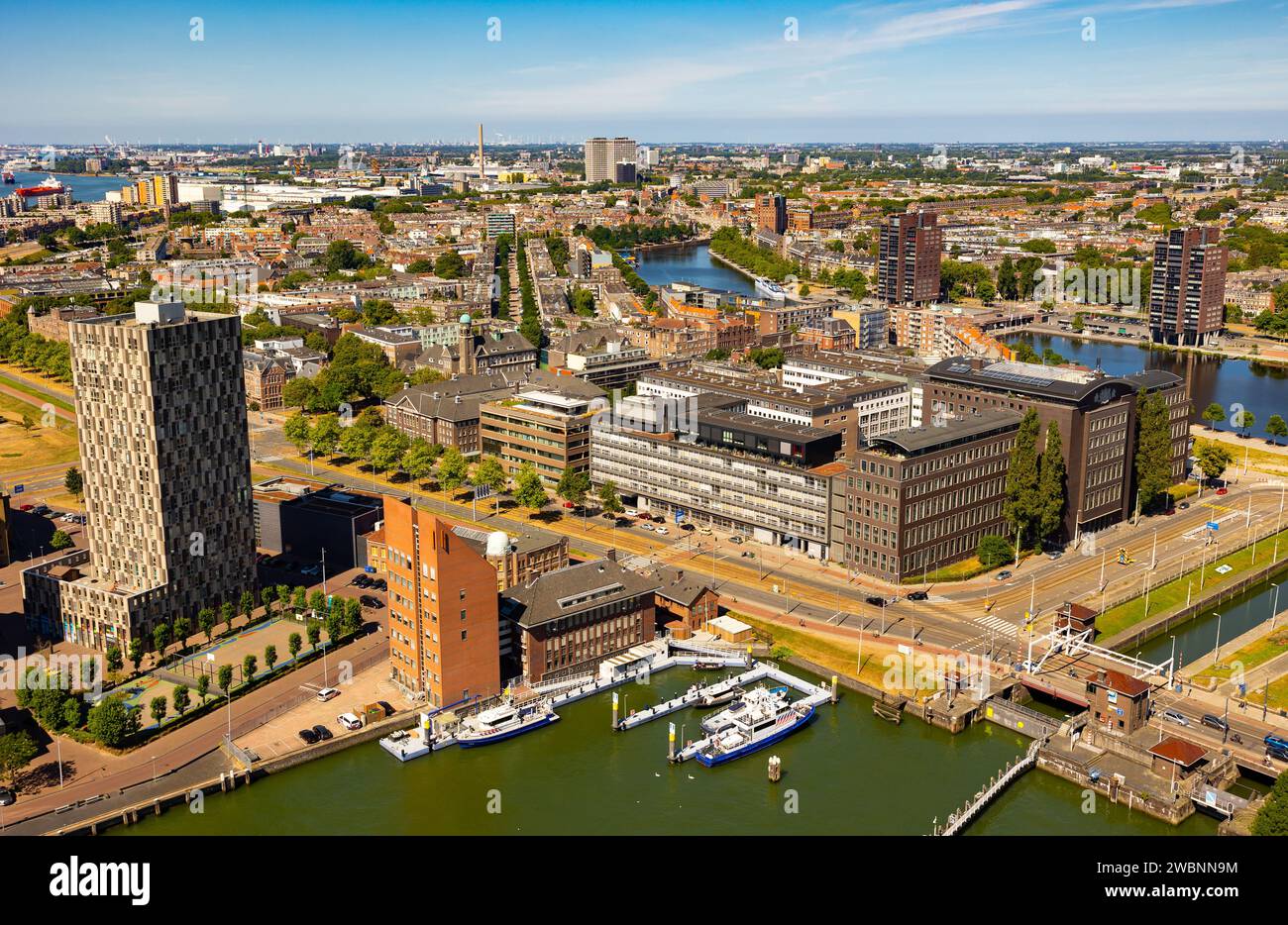Rotterdam skyline drone view hi-res stock photography and images - Alamy