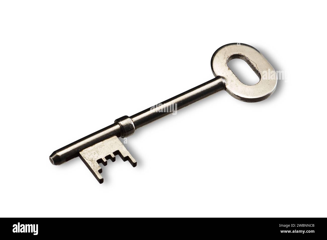Old silver key on white Stock Photo - Alamy