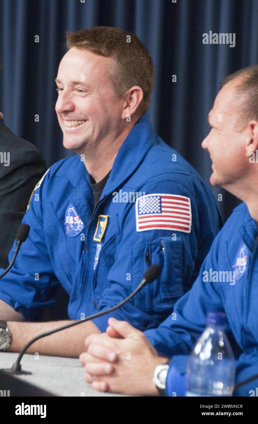 CAPE CANAVERAL, Fla. - STS-132 Commander Ken Ham, left, and Pilot Tony ...
