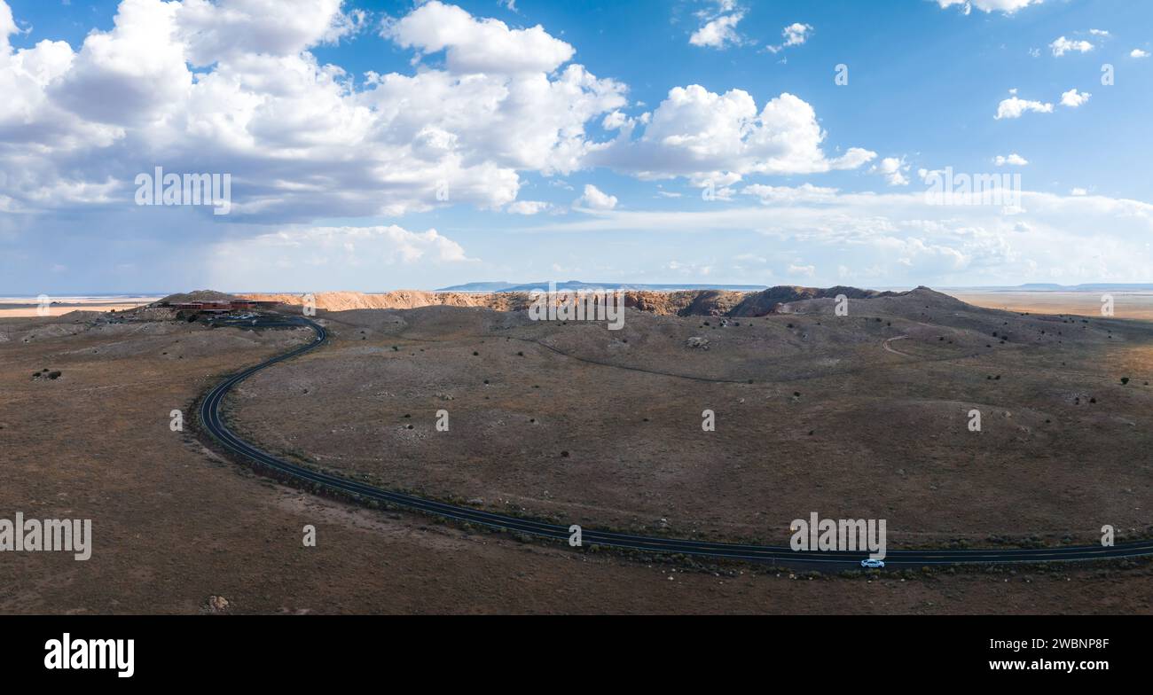 Aerial view of the Meteor Crater Natural Landmark at Arizona Stock ...