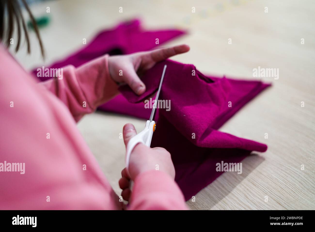 Sewing workshop for children. Creative time Stock Photo - Alamy