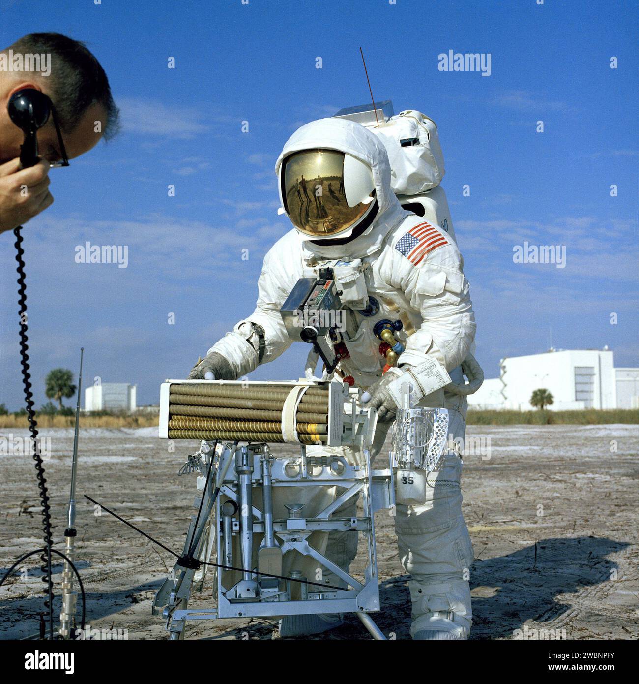 Apollo 13 lunar module pilot Fred Haise conducted a walkthrough of extravehicular activity ...