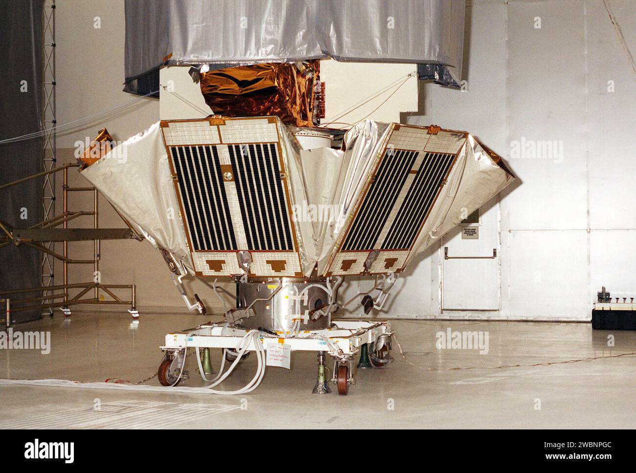 KENNEDY SPACE CENTER, FLA. -- Solar panels on the Microwave Anisotropy ...