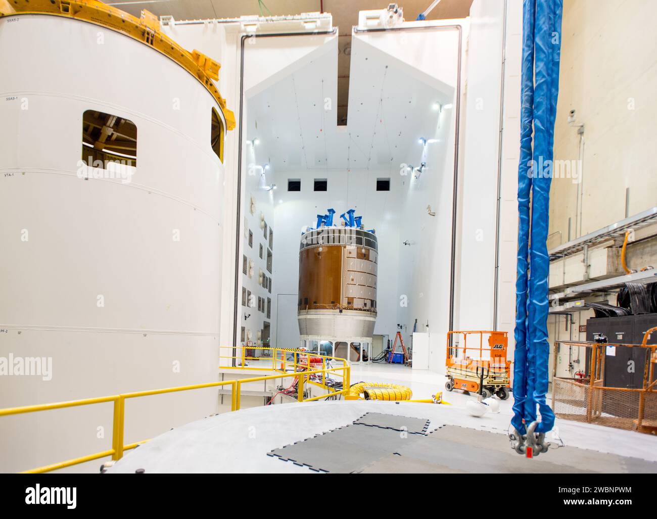 Engineers and technicians moved the Orion service module test article ...
