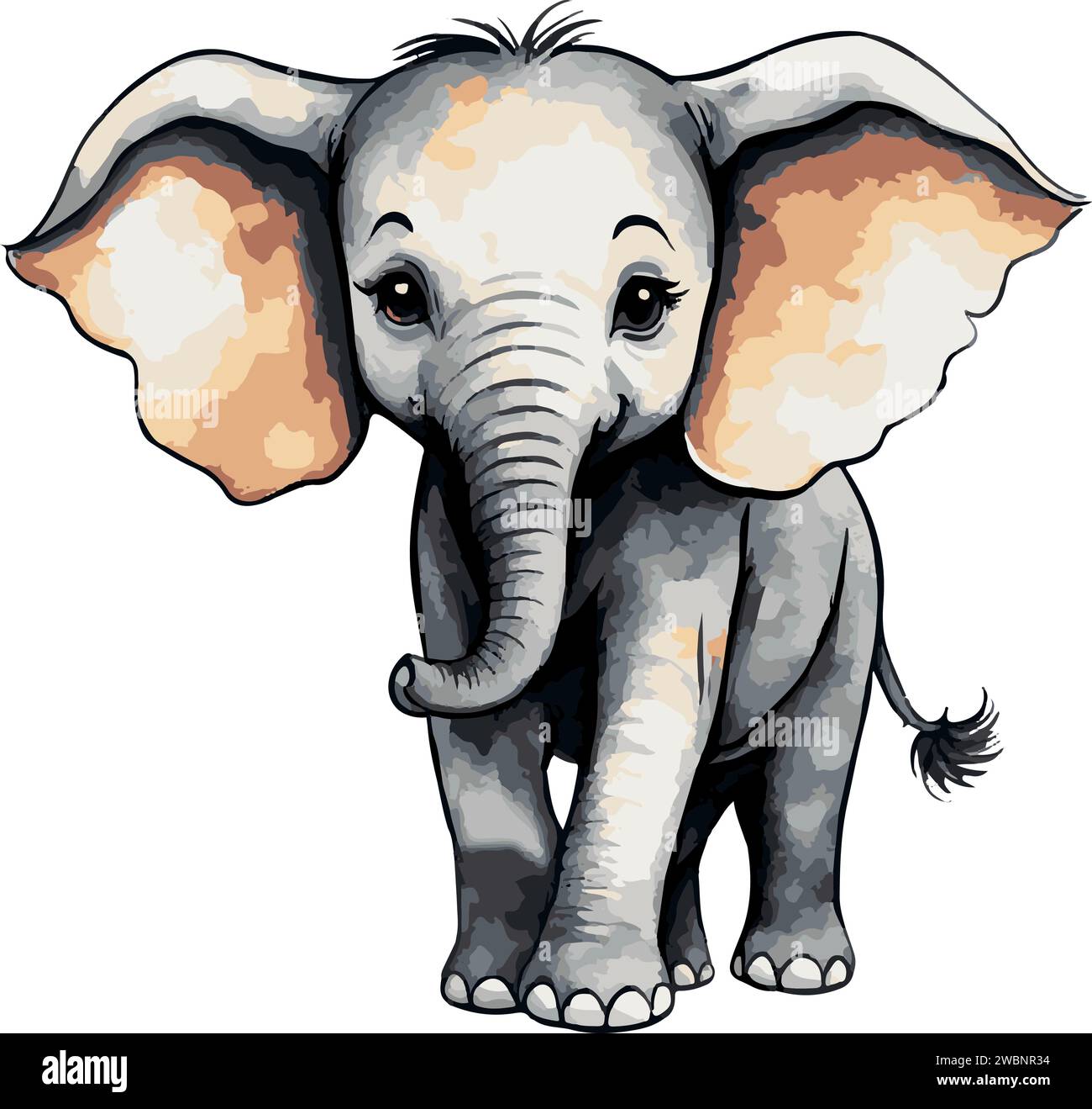 Pretty lovely vector art watercolor cute elephant Stock Vector Image ...