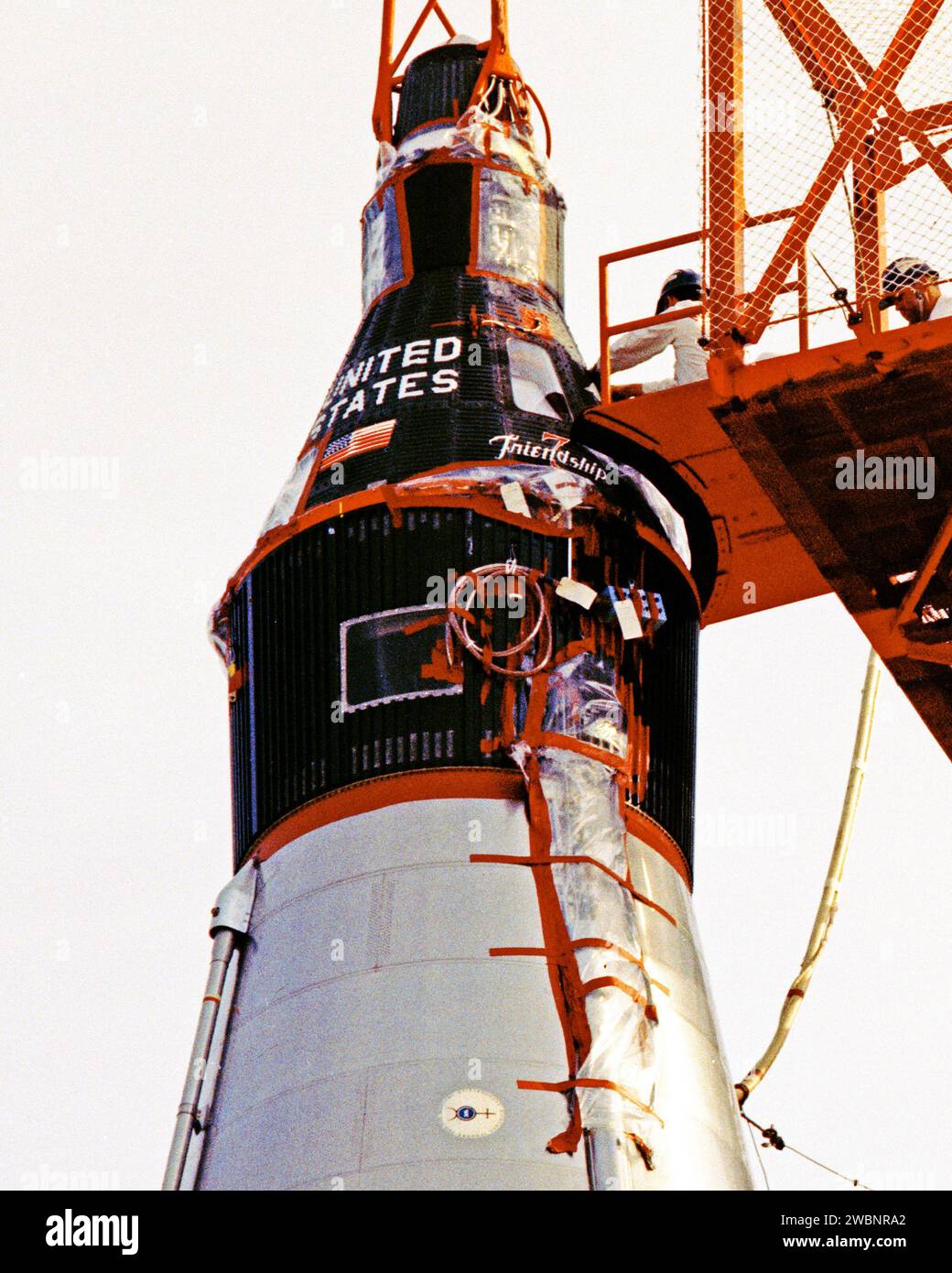 CAPE CANAVERAL, Fla. – NASA Mercury capsule No. 13 atop MA-6 with ...