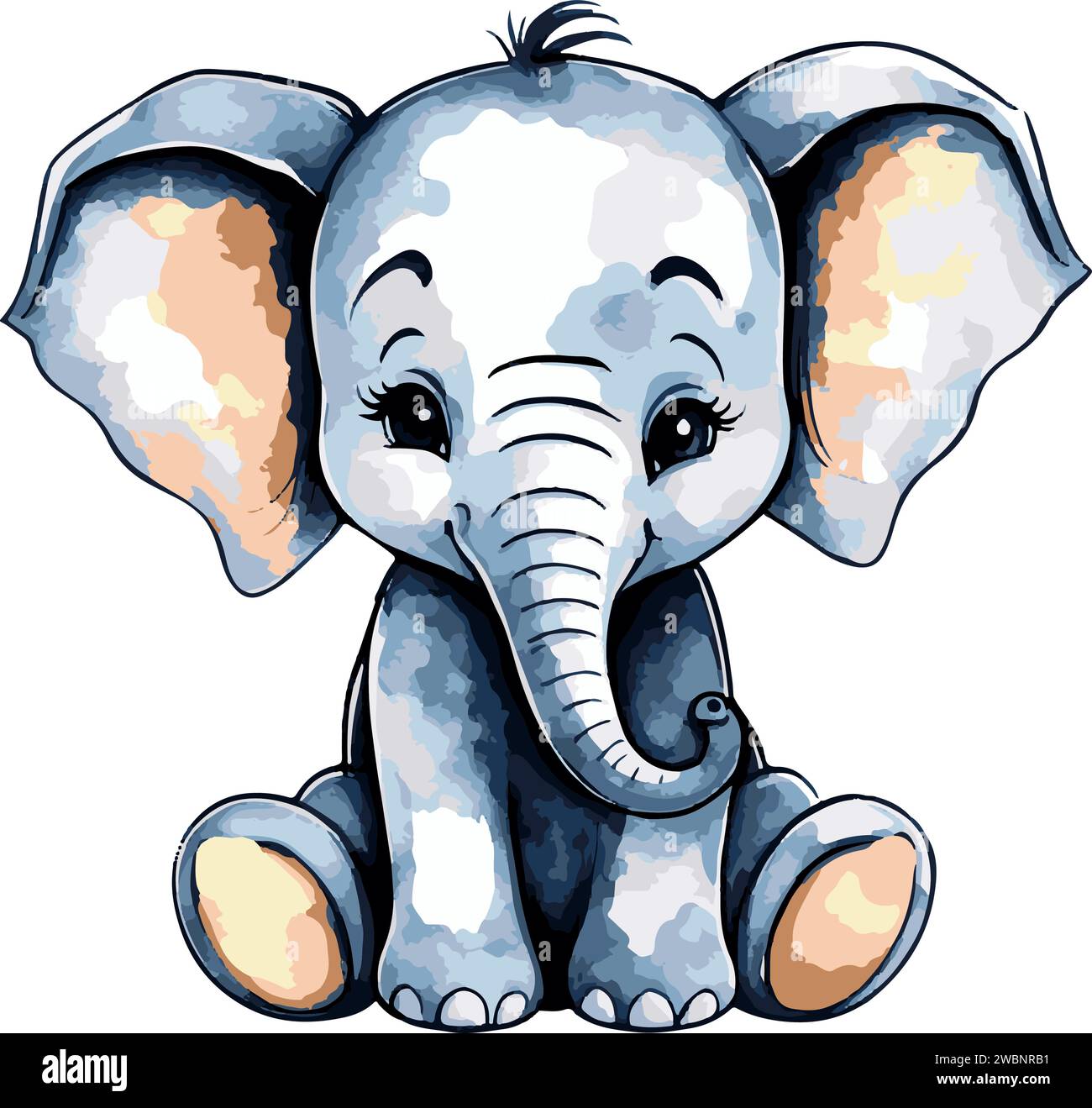 Wonderful lovely watercolor cute elephant vector art Stock Vector Image ...