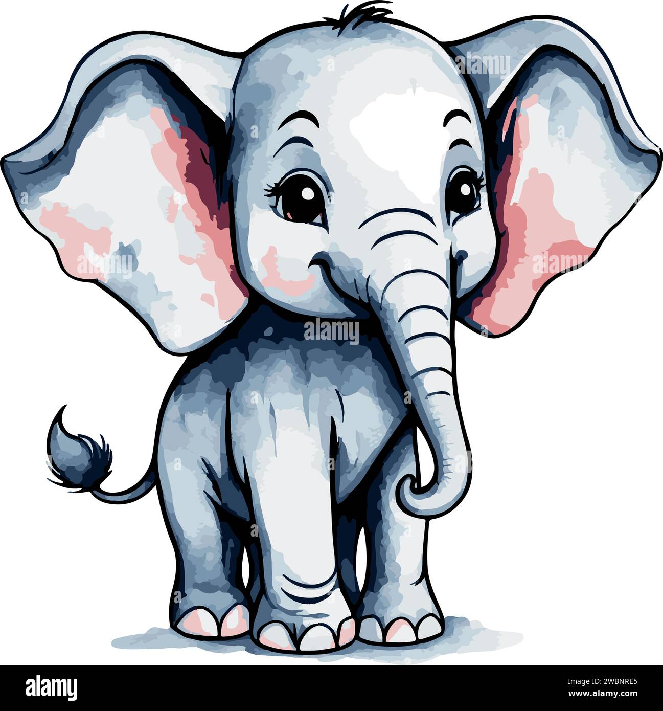 Watercolor elephant art set Stock Vector Images - Alamy