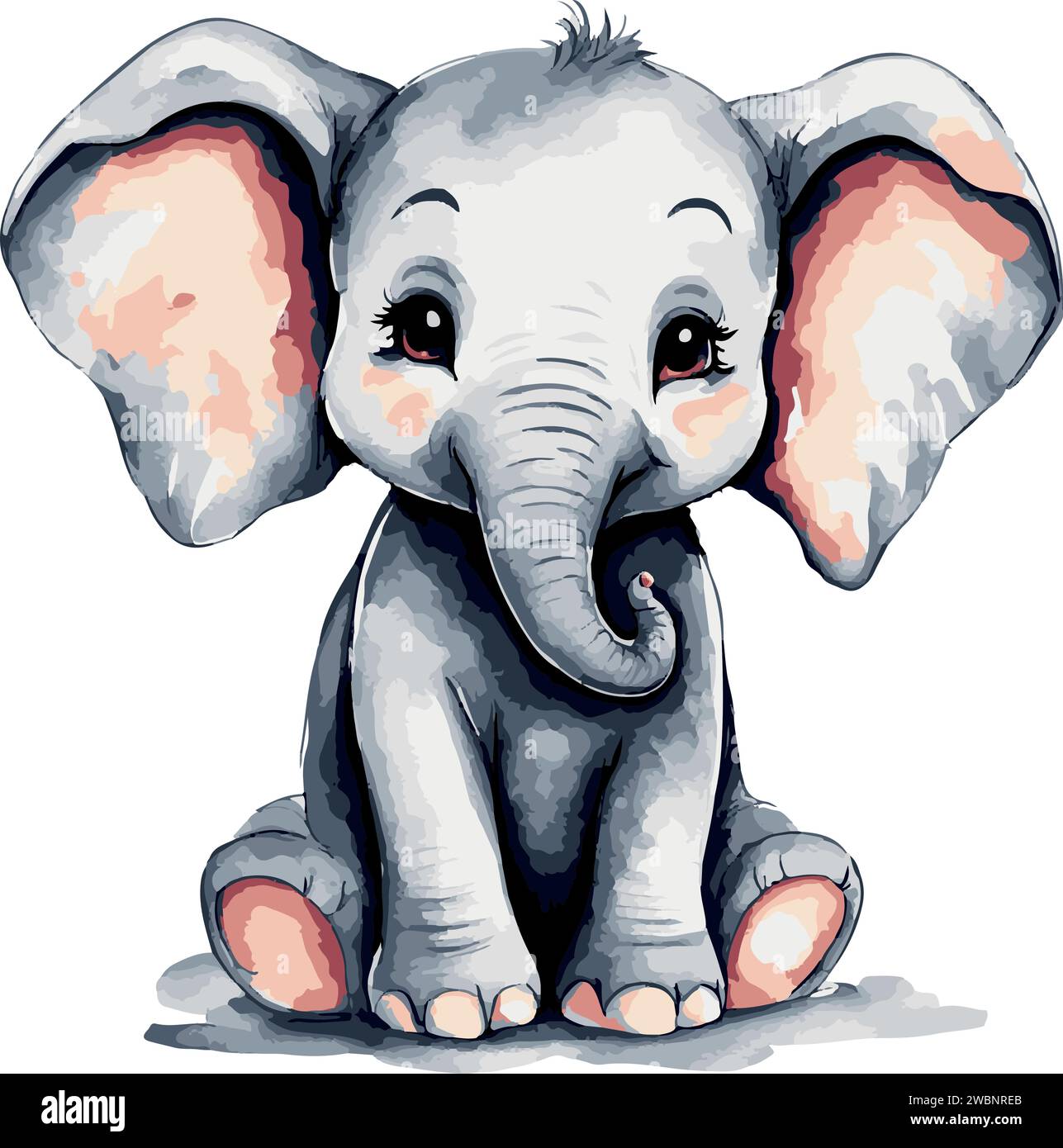 Incredible lovely watercolor cute elephant vector art Stock Vector ...