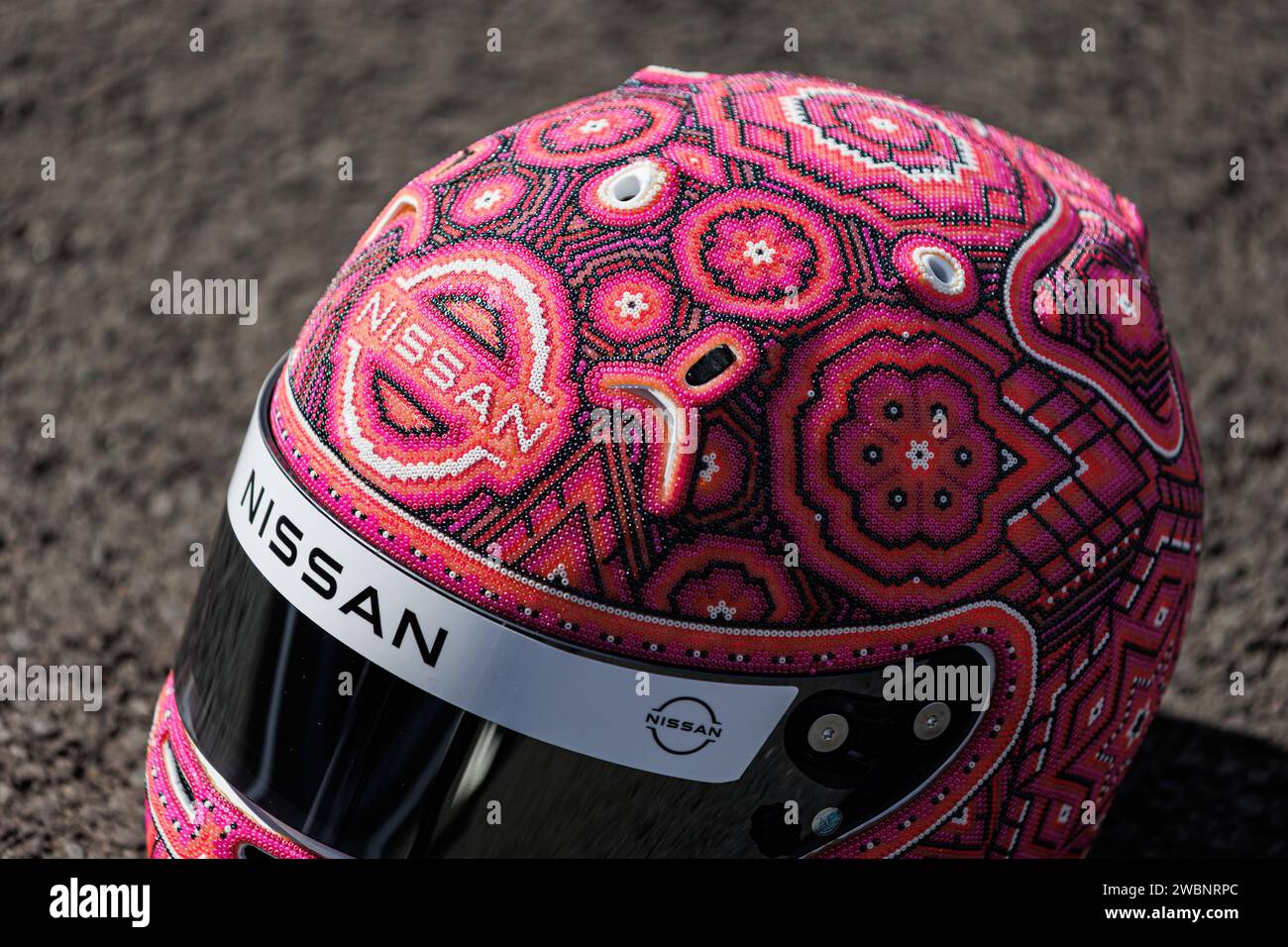 Nissan Formula E Team, Nissan e-4ORCE 04 art helmet during the 2024 ...
