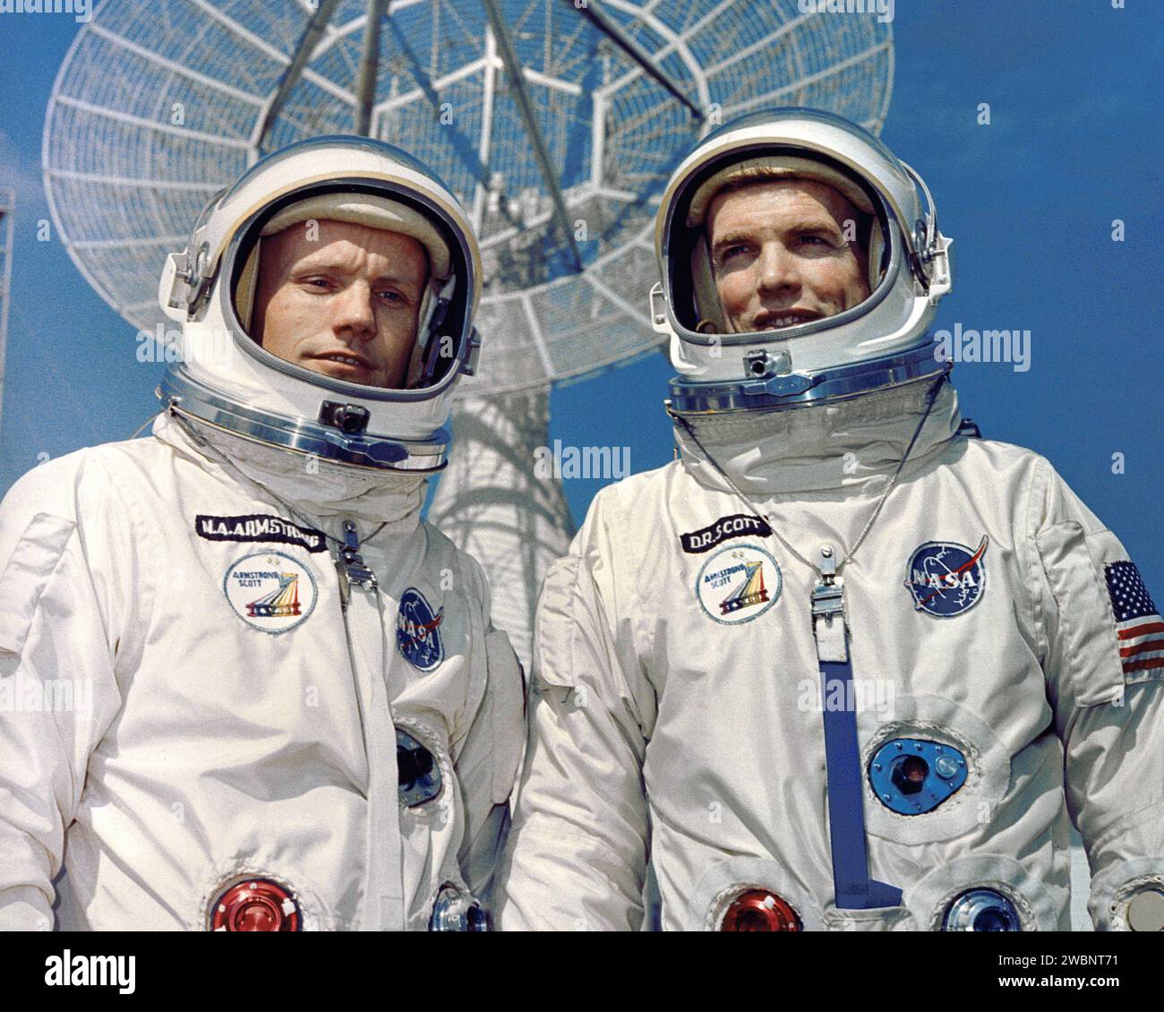 Gemini 8 astronauts Neil A. Armstrong and David R. Scott pose for press ...