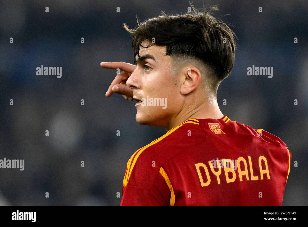 Paulo Dybala of AS Roma gestures during the Italy cup football match ...