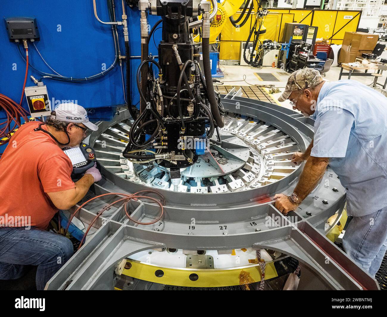 The Orion EM-1 crew module undergoes its first weld, conducted by ...